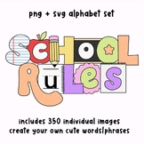 School Alphabet Clip Art Set - 350 Cute PNG Letters - Back To School - TPT