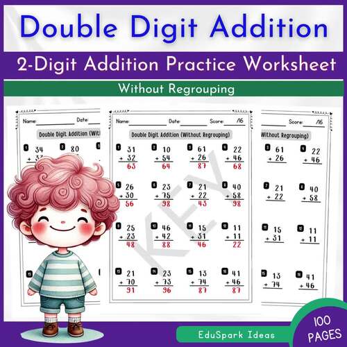 Double Digit Addition Without Regrouping | 2-Digit Addition Practice ...