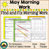 5th Grade May Fix Sentences Morning Work Worksheets And Parts Of Speech ...