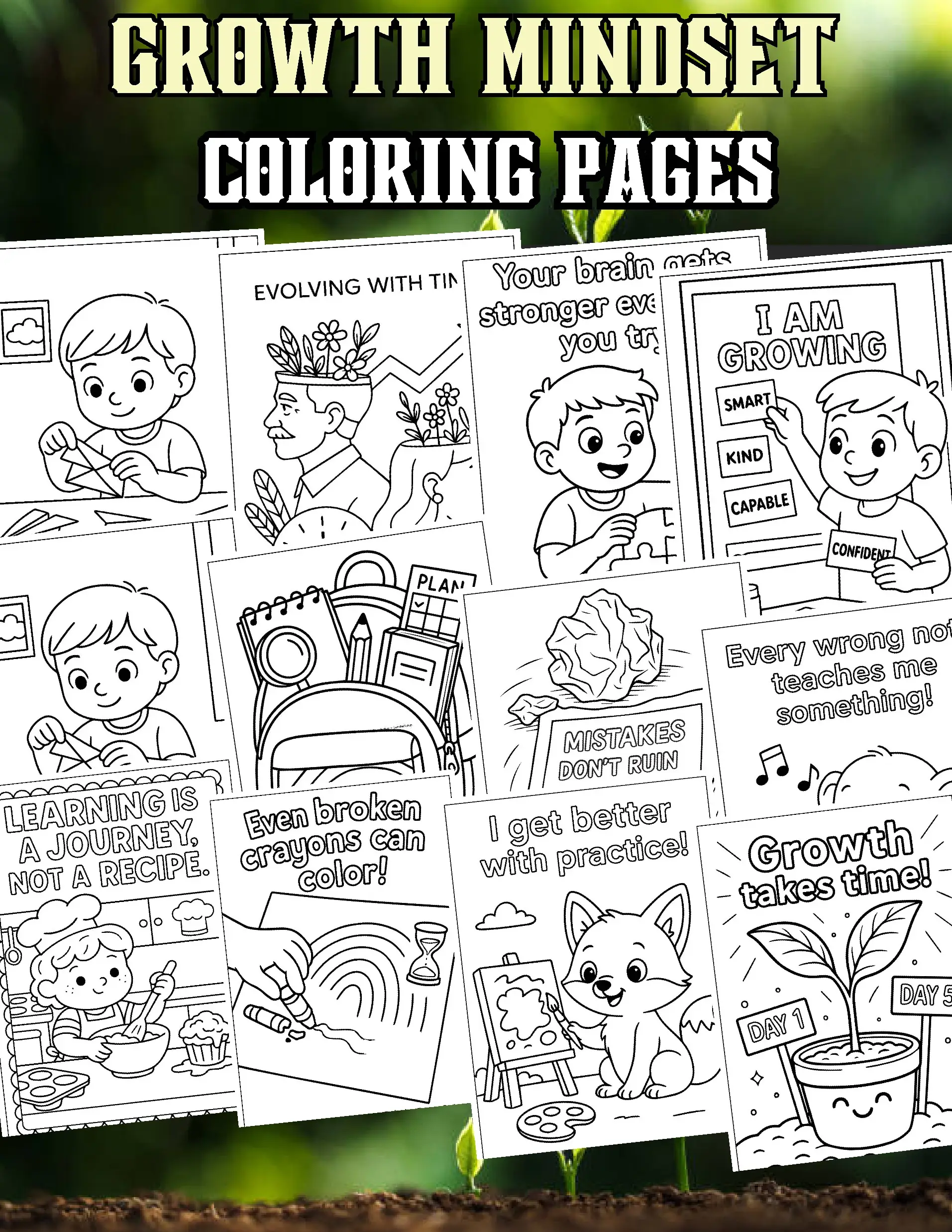 Printable Growth Mindset Coloring Pages For Kids | Positive Affirmation ...