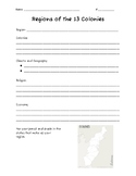 Regions Of The 13 Colonies Worksheet - TPT