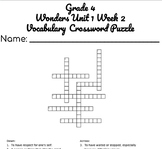 Gr 4 Wonders Unit 1 Week 2 Vocabulary Crossword Puzzle - TPT