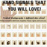 Neutral Classroom Hand Signal Posters-Multiple Skin Colors! - TPT