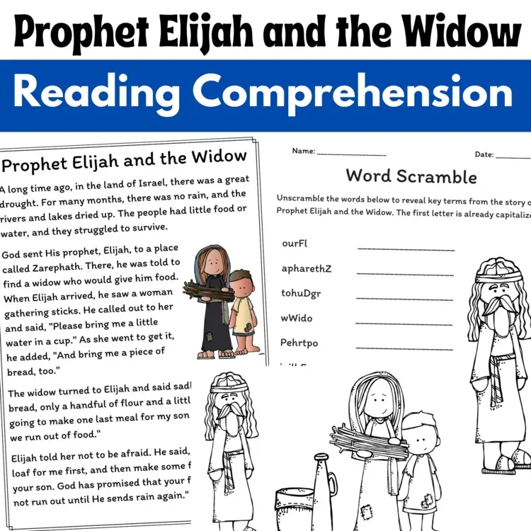 Prophet Elijah & The Widow Bible Story - Reading Comprehension And ...