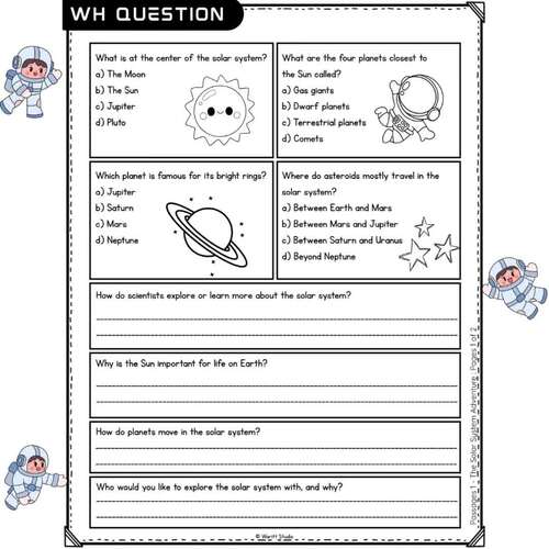 Space Science Reading Comprehension & WH Questions - 8 Passages For ...