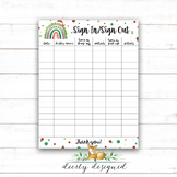 Christmas Holiday Sign In Sheet - Daycare, MDO, Preschool, Infant Care ...