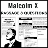 Malcolm X Biography Reading Passage: Civil Rights Leader|Black History ...