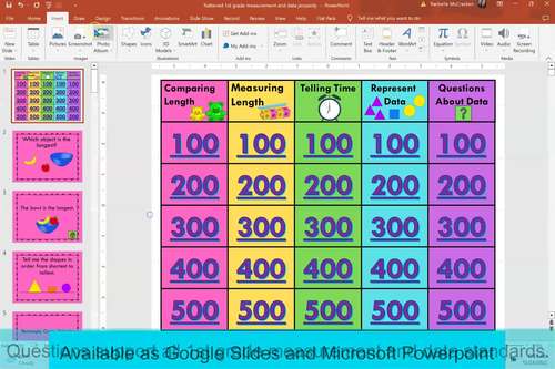 1st Grade Math Jeopardy Style Game Show: Measurement And Data - TPT