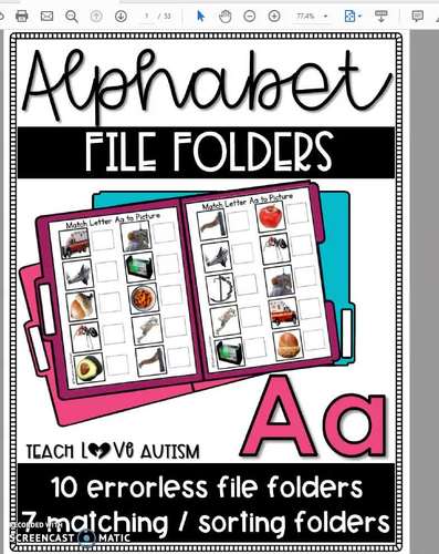Alphabet Letters Errorless & Matching File Folders With Real Photos ...