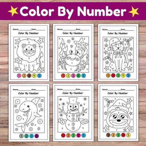 Animal Color By Number Worksheets For Kids, Preschool Coloring Sheets ...