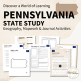 Pennsylvania State Study | Geography, Mapwork & Journal Activities - TPT