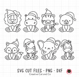 Christmas Wild Animal Outlines For Coloring SVG PNG Clip Art - TPT