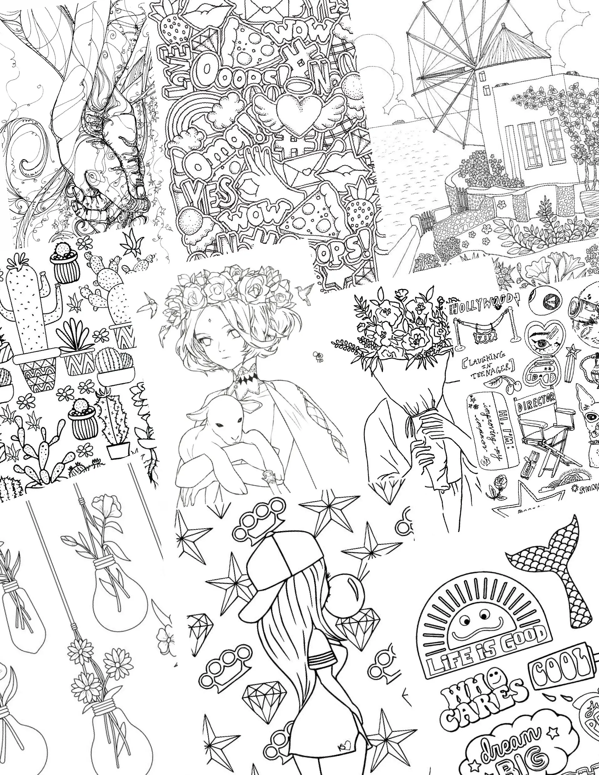 Printable Aesthetic Art Coloring Pages Relaxing And Creative Designs - TPT