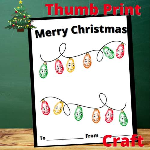Christmas Craft Activity Lights Thumbprint Art Resource Feliz Navidad - TPT