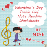 Treble Clef Note Reading Worksheets For Valentine`s Day | Music Note ...