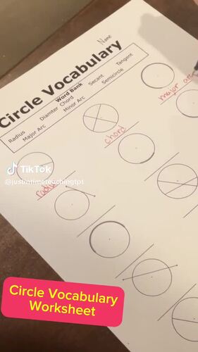 Circle Vocabulary Geometry Worksheet - Arcs, Angles, Lines - TPT