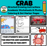Crab Ocean Activities Directed Drawing Worksheets Coloring & Dot Marker ...