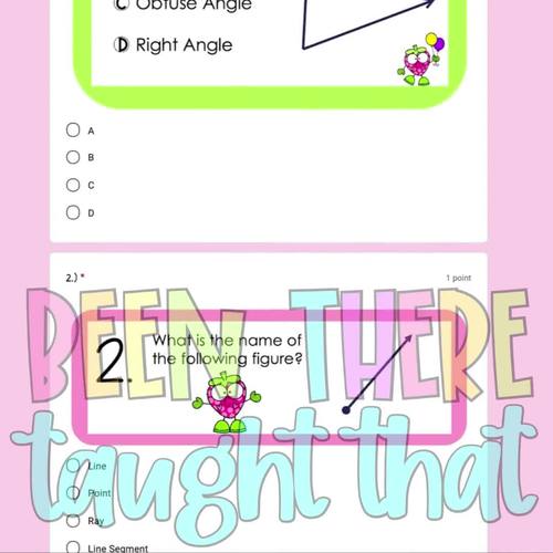 4th Grade Identify Lines, Points And Angles SELF GRADING Digital ...